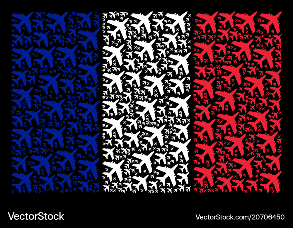 France flag pattern of jet plane items Royalty Free Vector