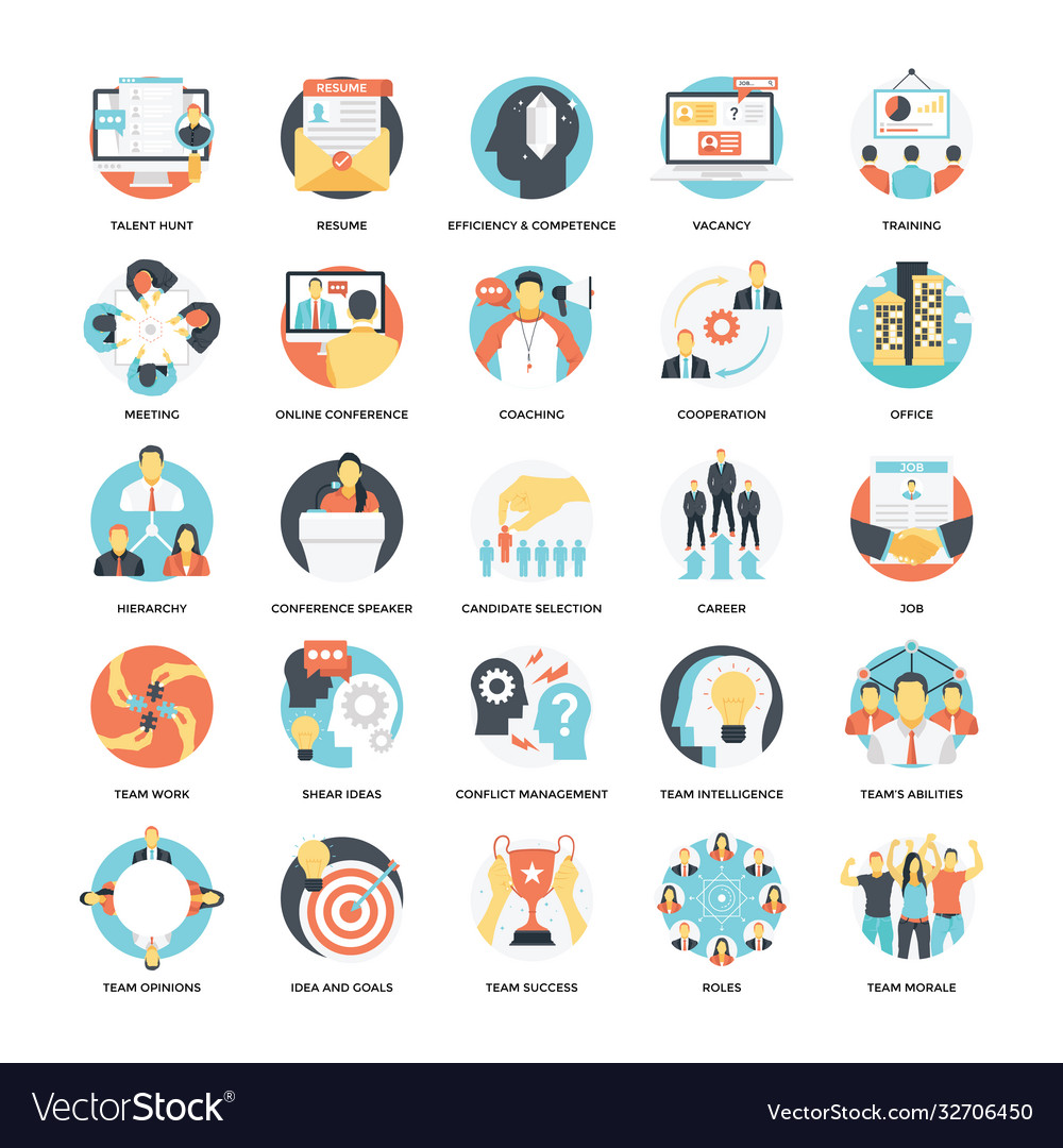Human resource flat icons Royalty Free Vector Image