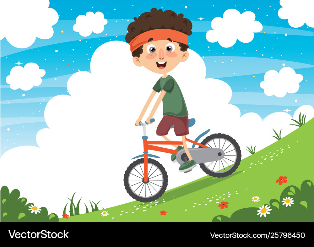 Kid cycling Royalty Free Vector Image - VectorStock
