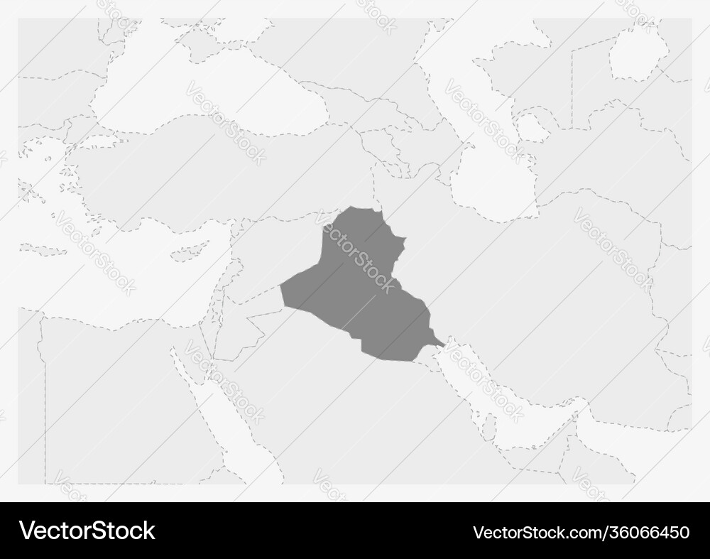 Map middle east with highlighted iraq Royalty Free Vector