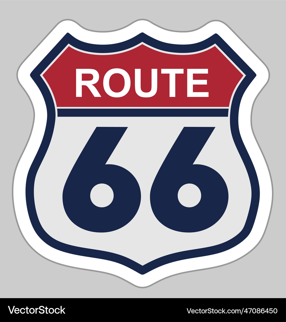 Route 66 sign with white background Royalty Free Vector