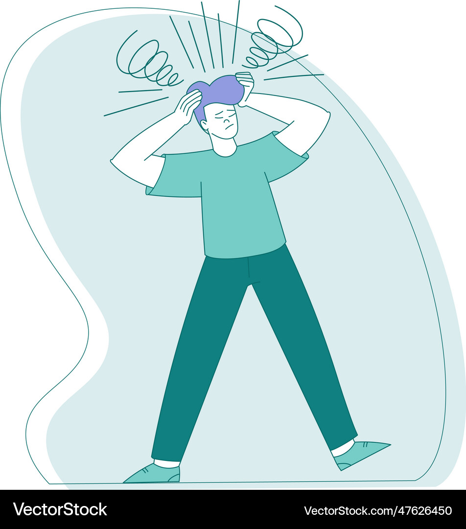 Young man suffering from mental disorder Vector Image
