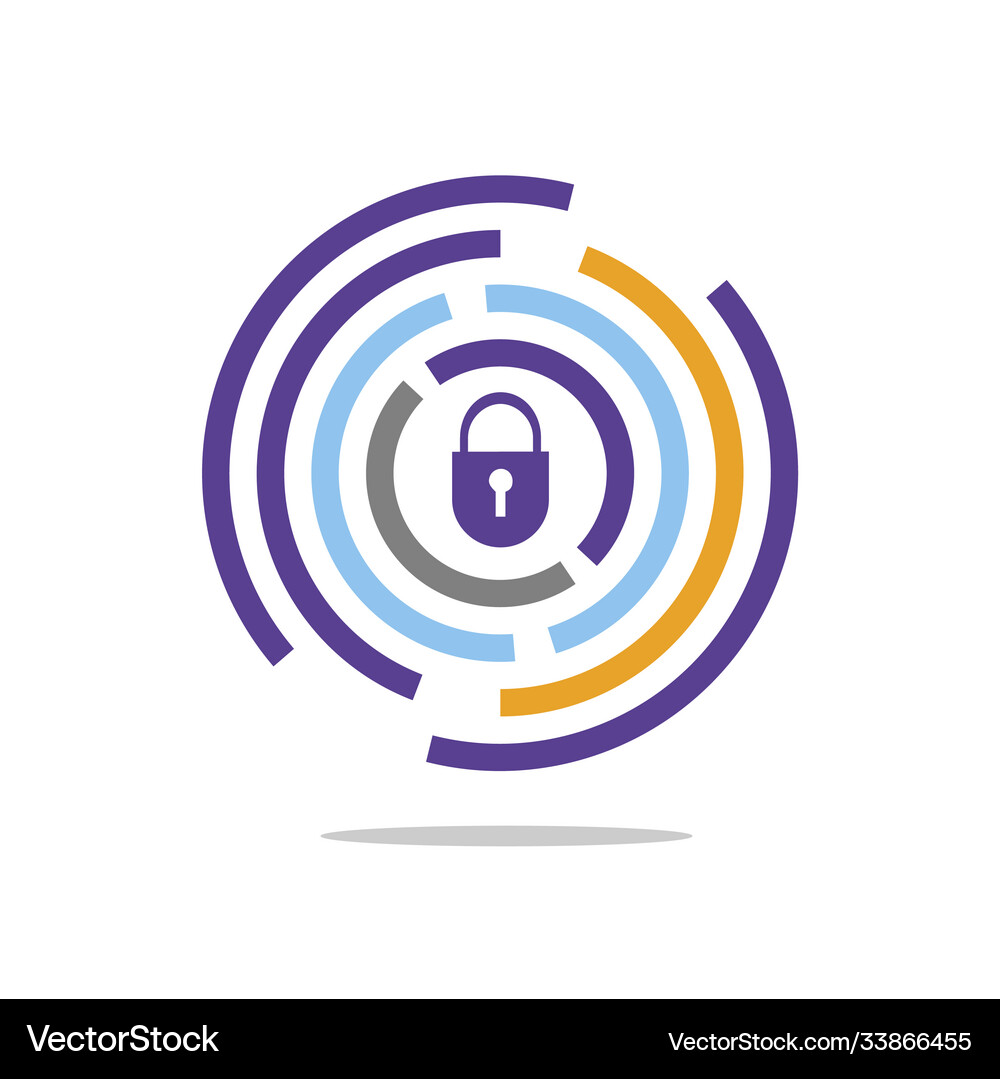 Circle line color with padlock in center Vector Image