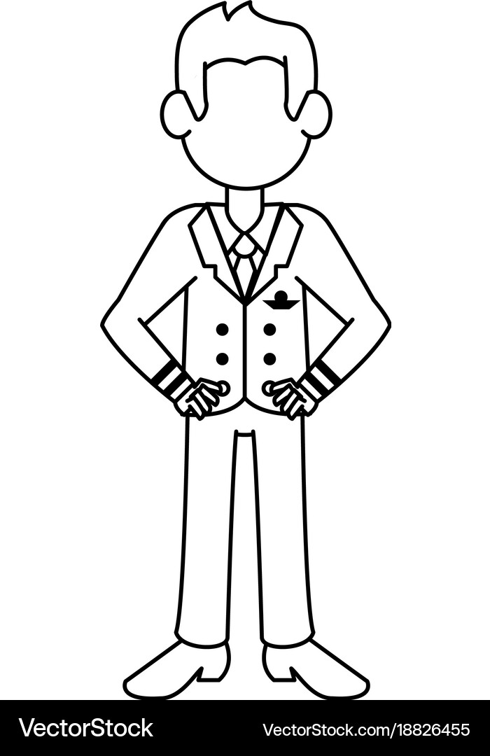Commercial pilot avatar cartoon Royalty Free Vector Image