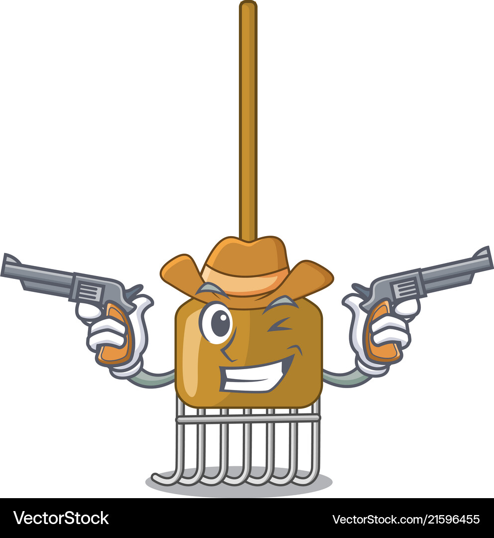 Cowboy rake character cartoon style Royalty Free Vector