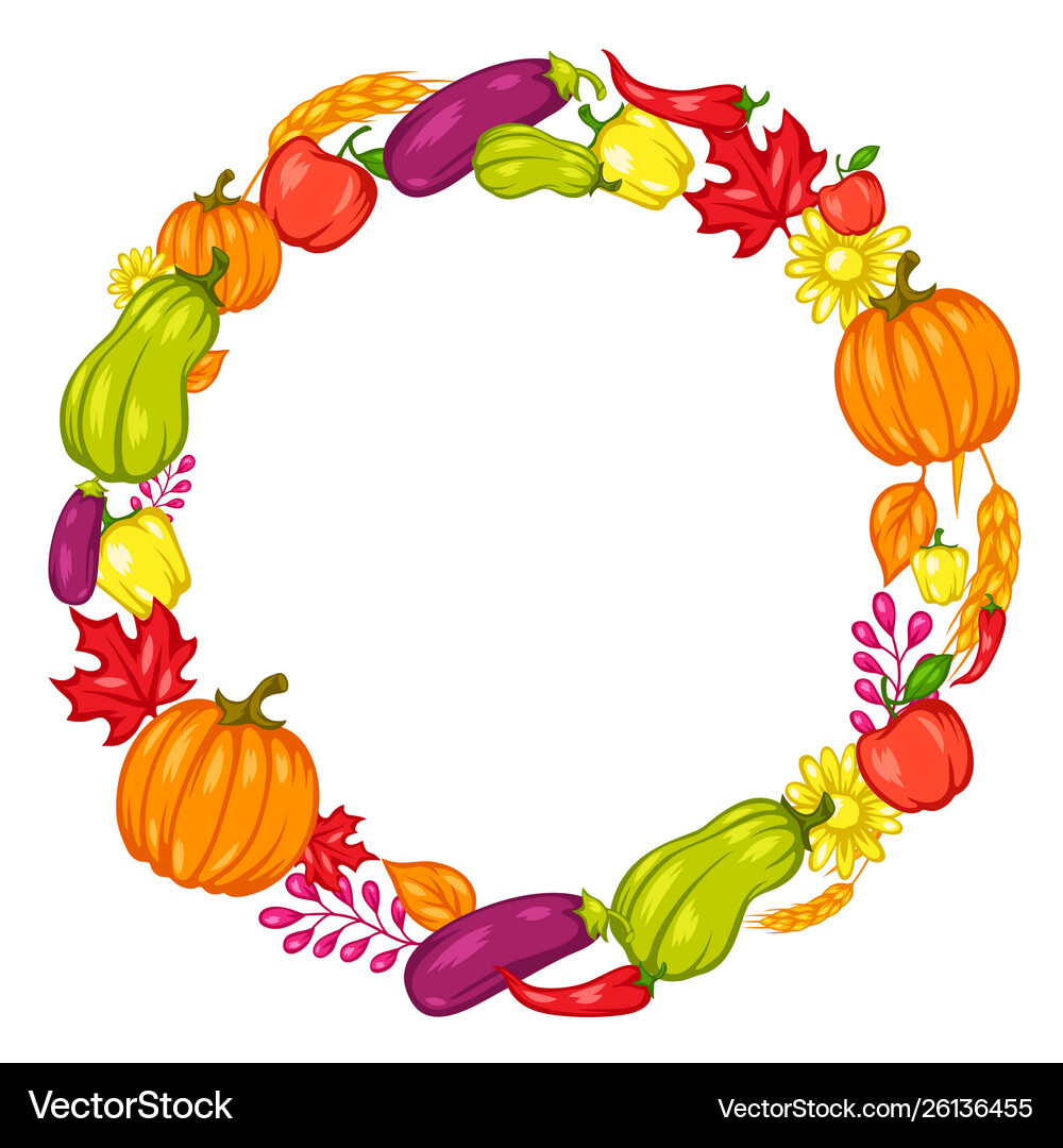 Harvest frame with fruits and vegetables Vector Image