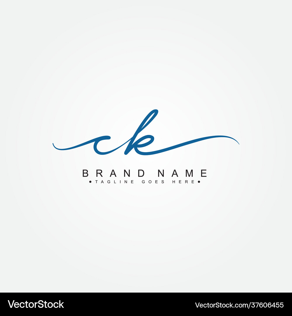 Initial letter ck logo - hand drawn signature Vector Image
