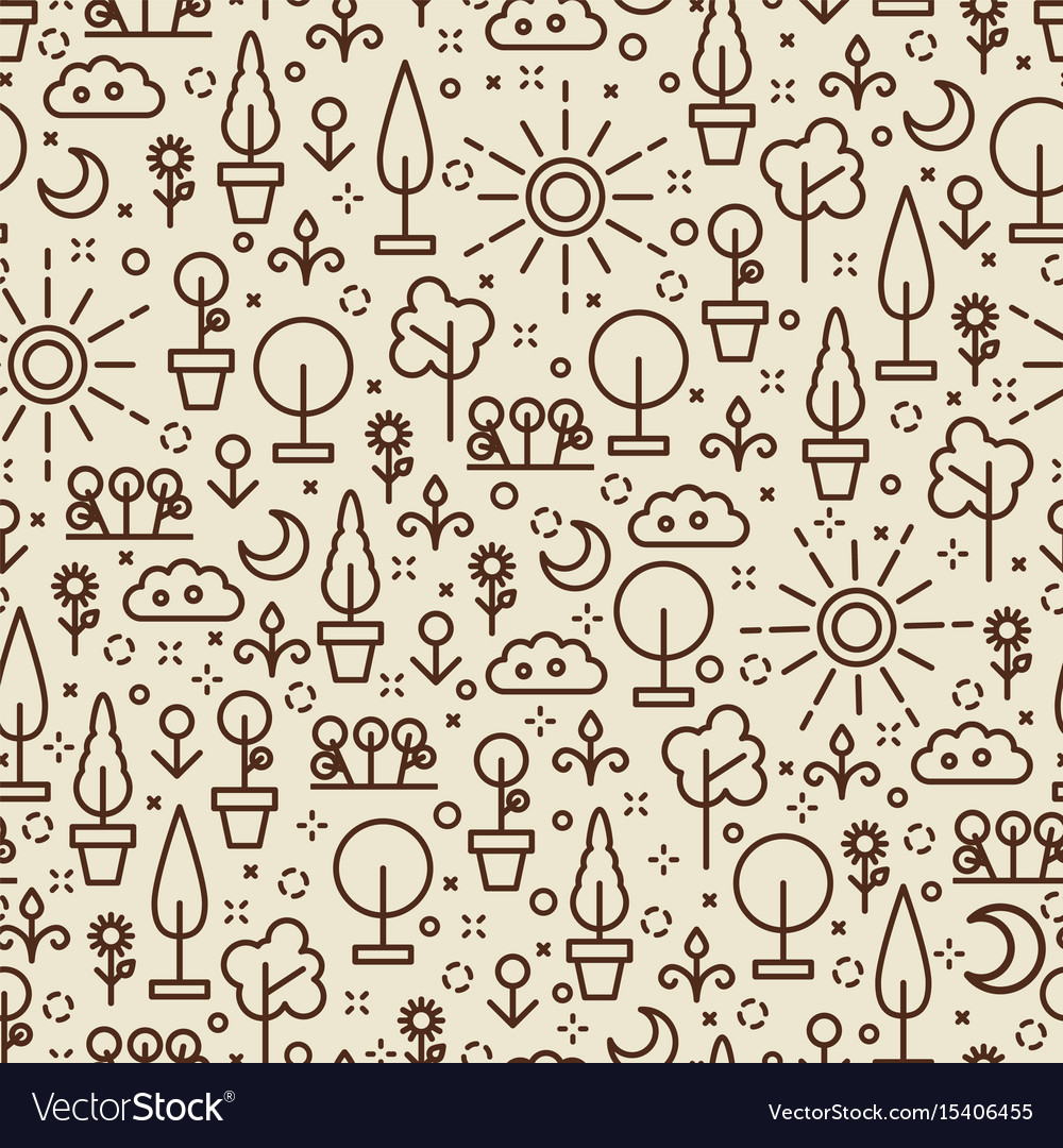 Line art nature seamless pattern - seamless Vector Image