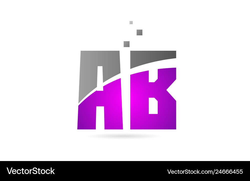 Pink grey alphabet letter combination ab a b Vector Image