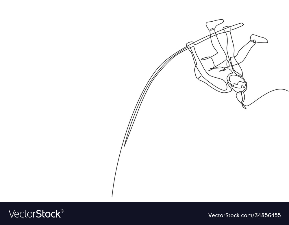 Single continuous line drawing young sportive Vector Image