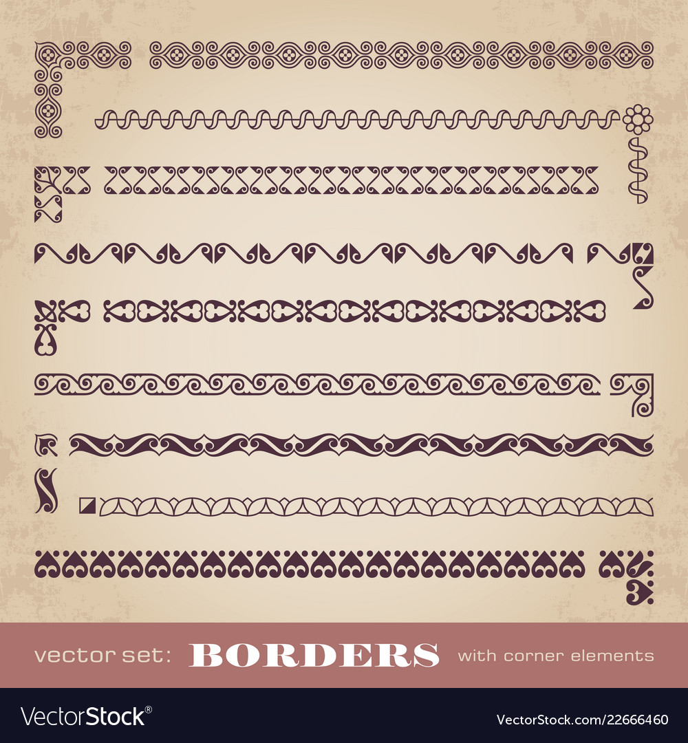 Calligraphic borders frames and corner elements Vector Image