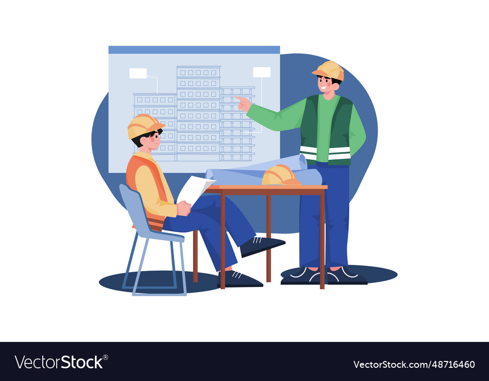 Construction site planning process Royalty Free Vector Image