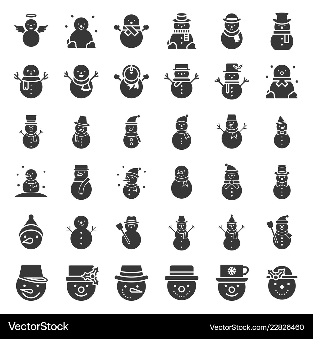 Cute snowman in various design with hat tea cup Vector Image