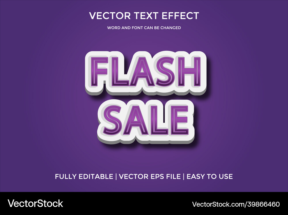 Flash sale purple color text effect Royalty Free Vector