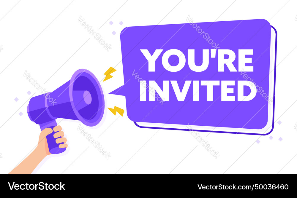 Friendly invitation announcement with hand holding