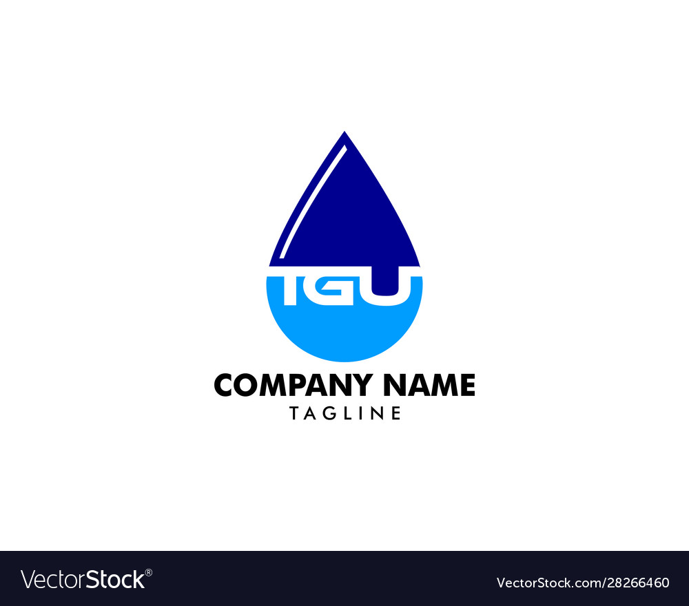 Initial letter tgu logo with drop water design Vector Image