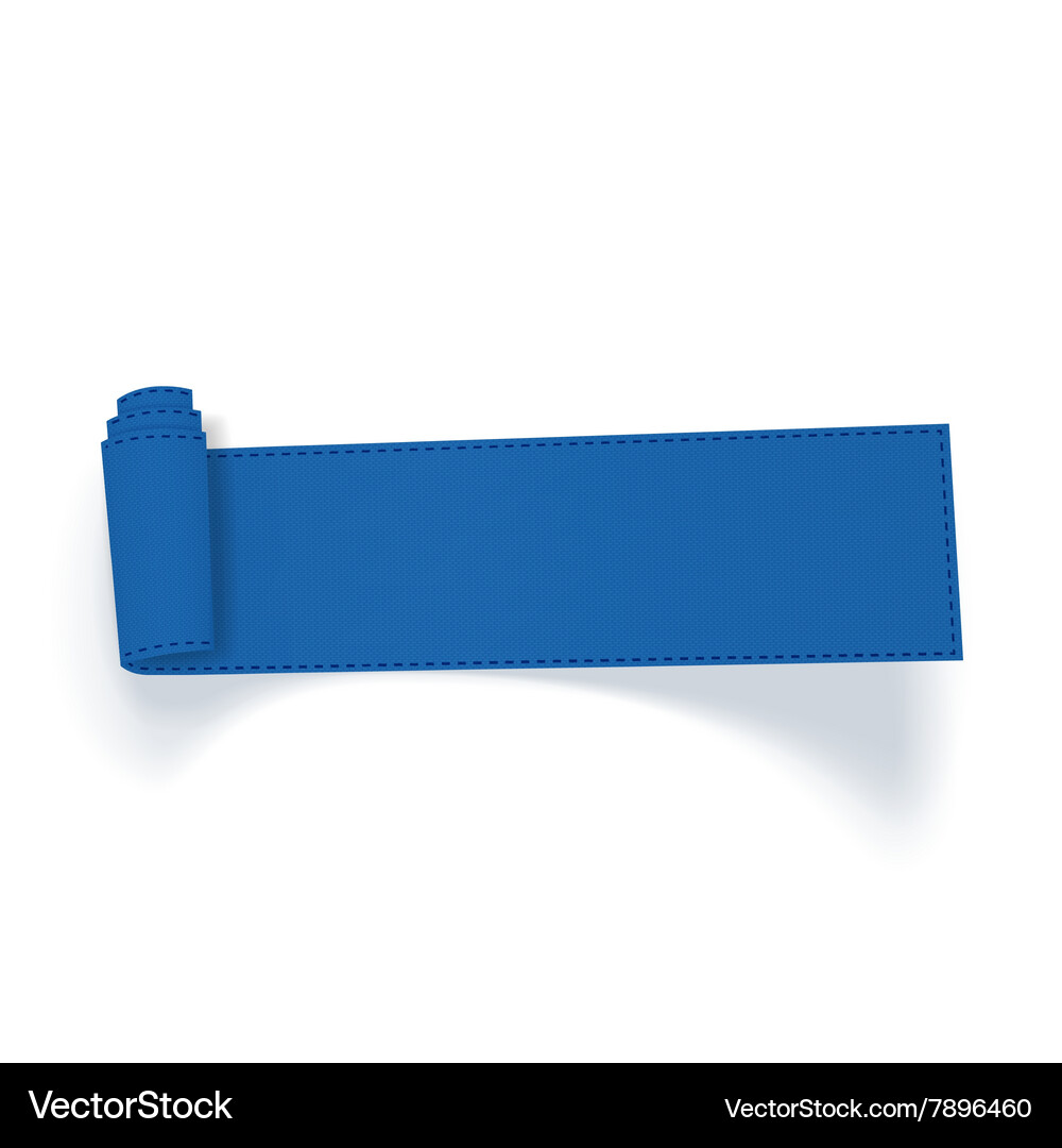 Realistic curved blue textile ribbon Royalty Free Vector