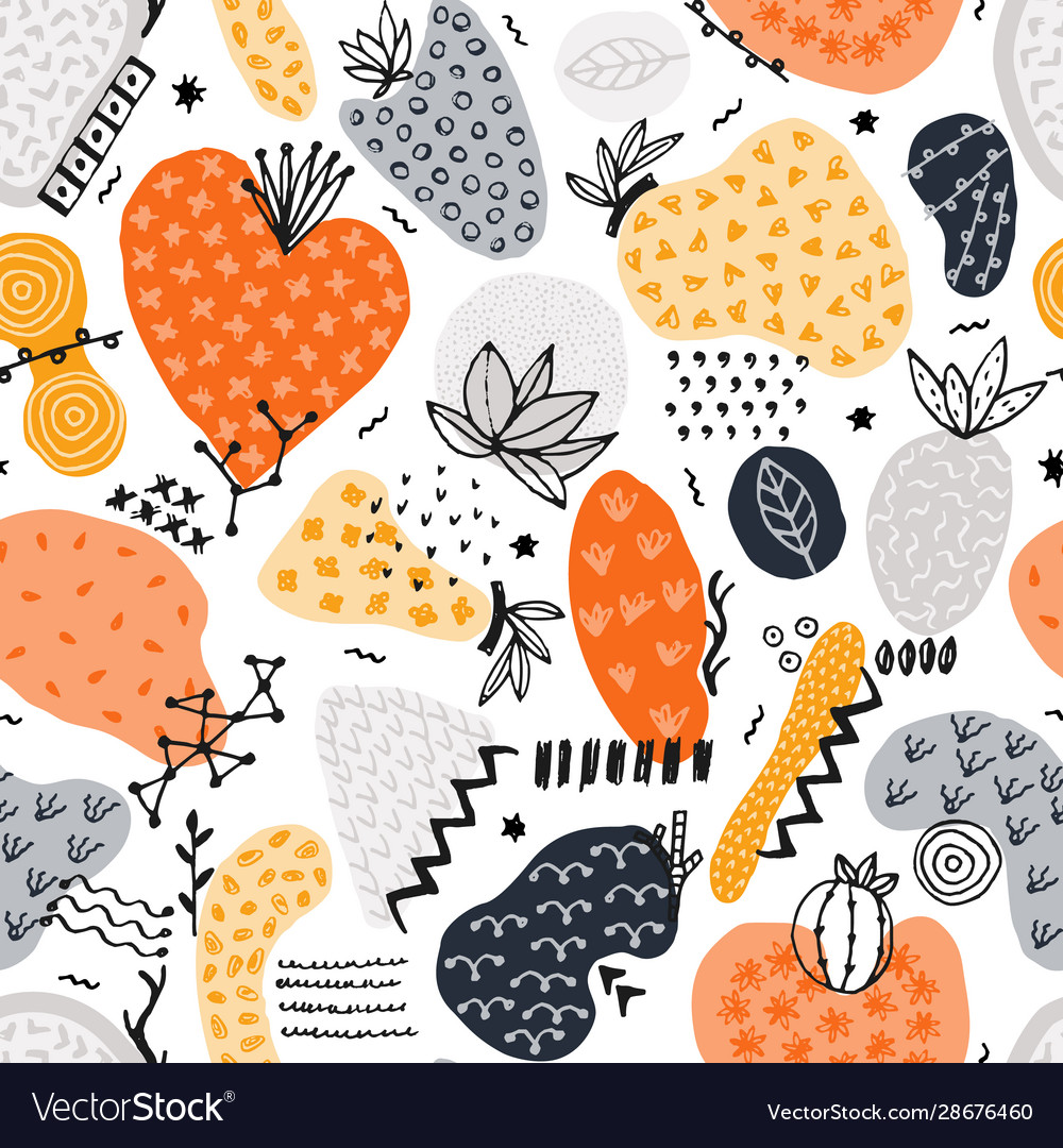 Seamless pattern with hand drawn abstract Vector Image