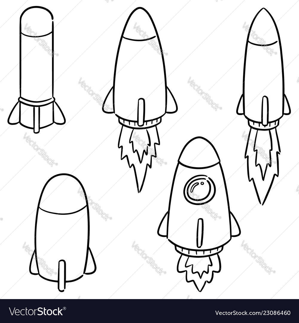 Set of rocket and space ship Royalty Free Vector Image