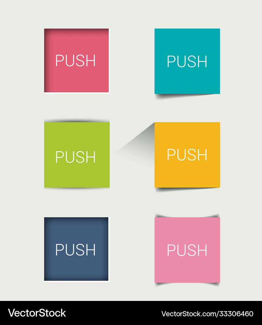 Set square flat buttons elements Royalty Free Vector Image