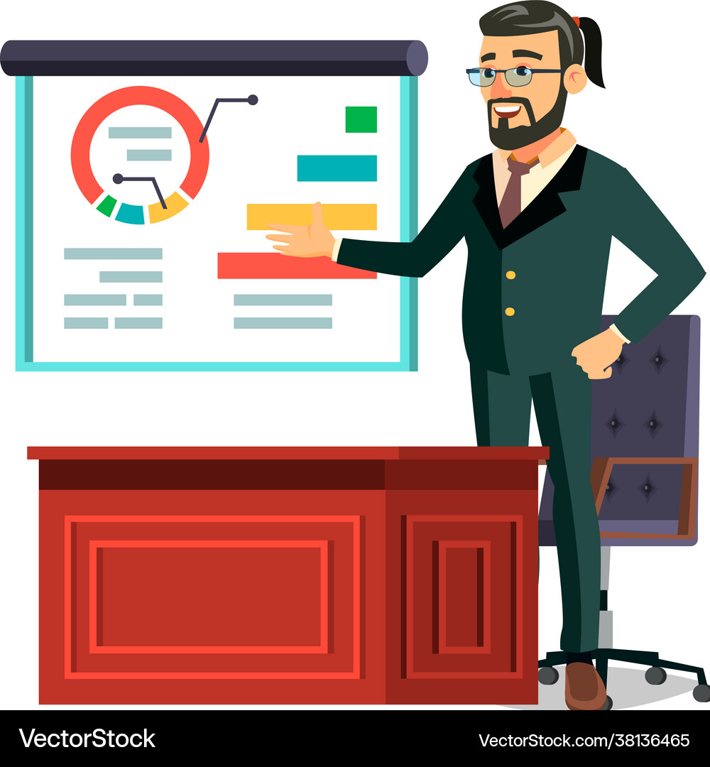 Business man reporting in front investments Vector Image
