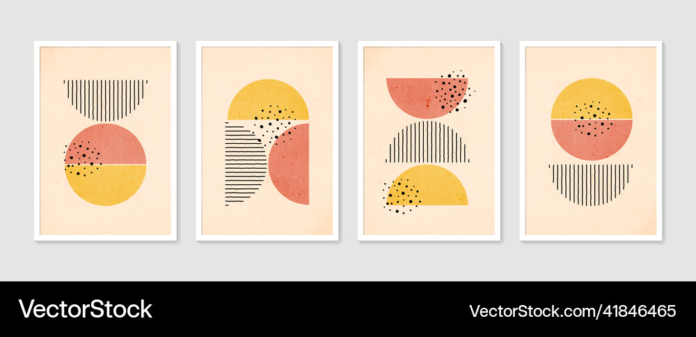 Collection of abstract wall art boho color Vector Image