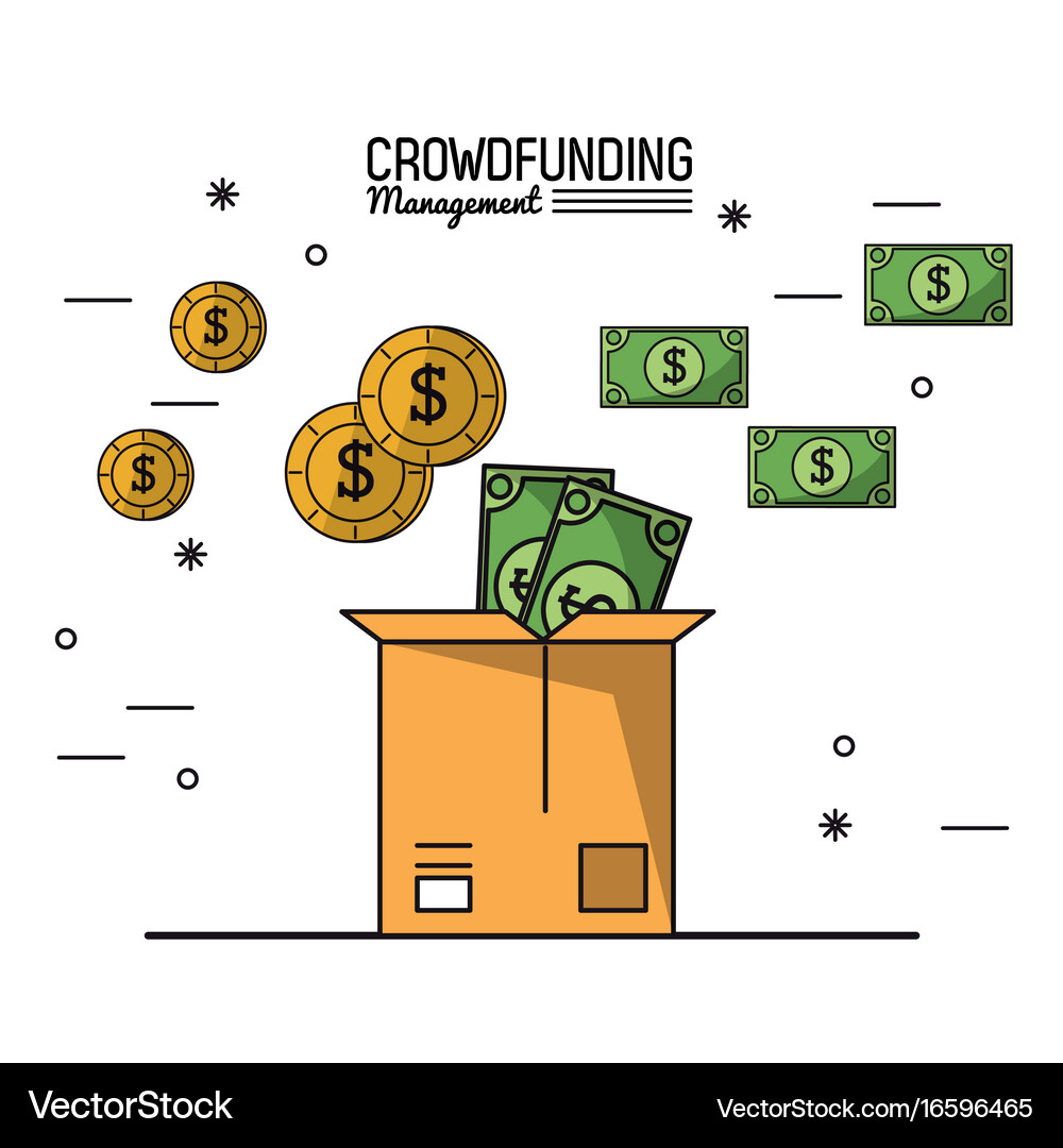 Colorful poster crowd funding management Vector Image