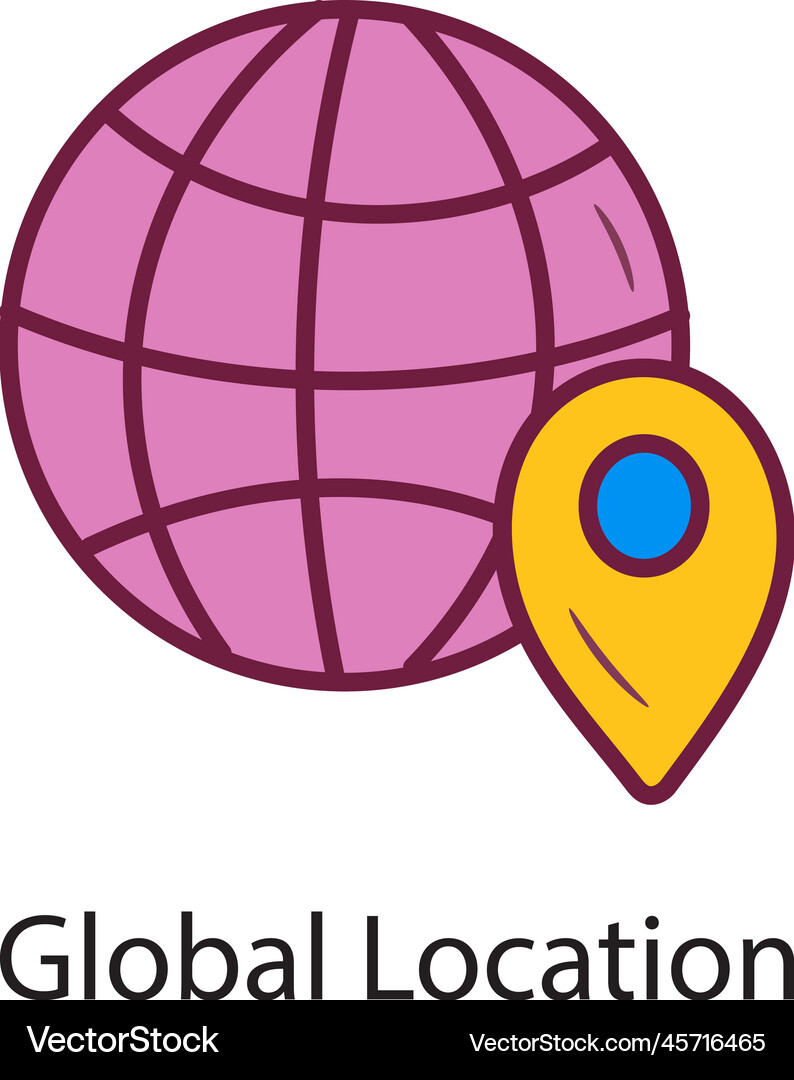 Global location fill outline icon design Vector Image