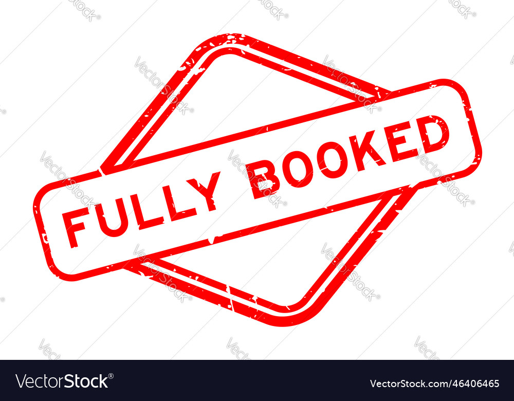 Grunge Red Fully Booked Word With Star Icon Round Rubber Seal Stamp On