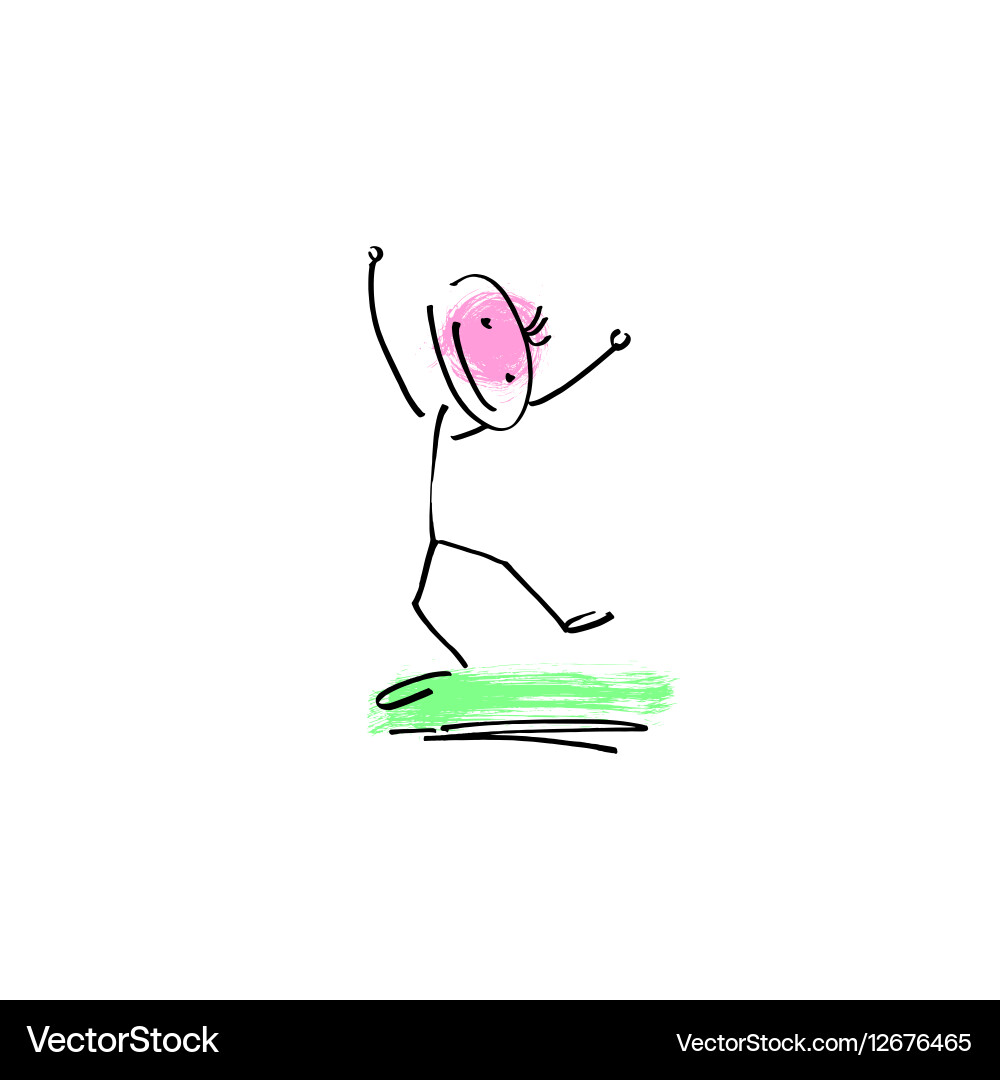 Hand drawing sketch doodle human stick figure Vector Image