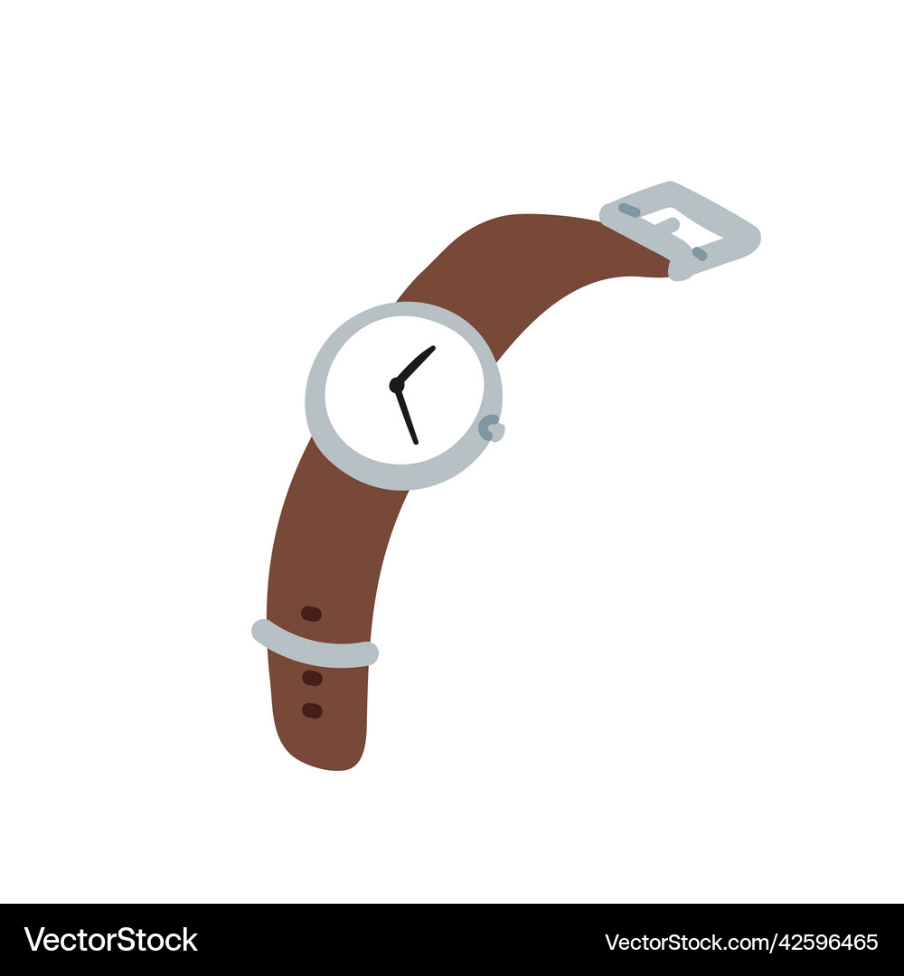 Hand watches with round clock face and leather Vector Image