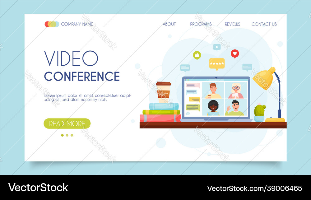 Landing page concept online video chat conference Vector Image