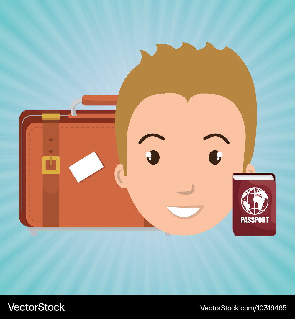 Man bag passport travel Royalty Free Vector Image