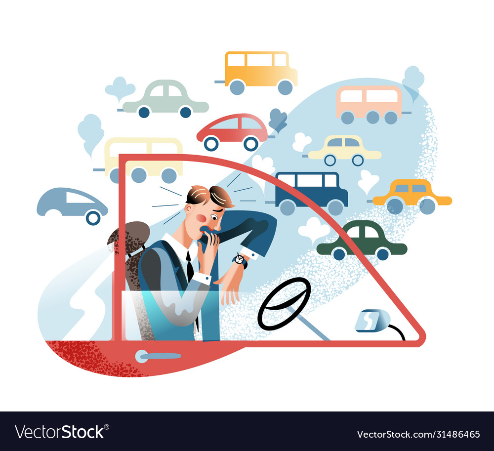 Manager late for work flat Royalty Free Vector Image