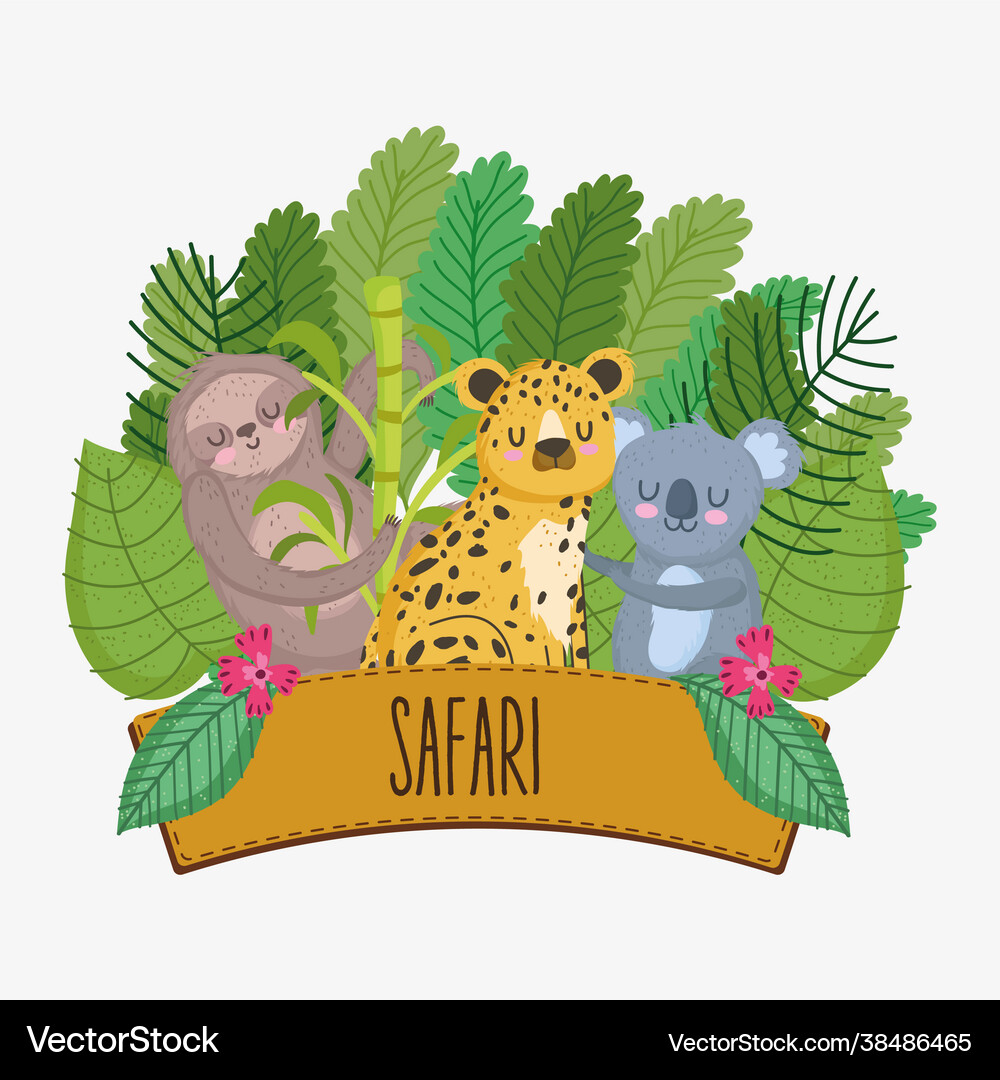 Safari animals with sign Royalty Free Vector Image