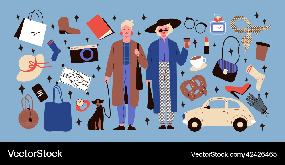 Senior fashion big set Royalty Free Vector Image