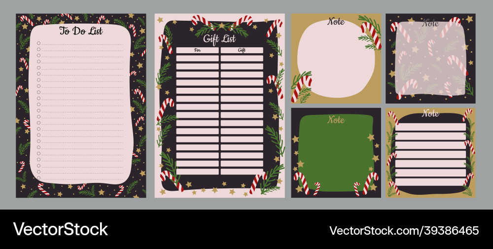 Set christmas planner and to-do list Royalty Free Vector