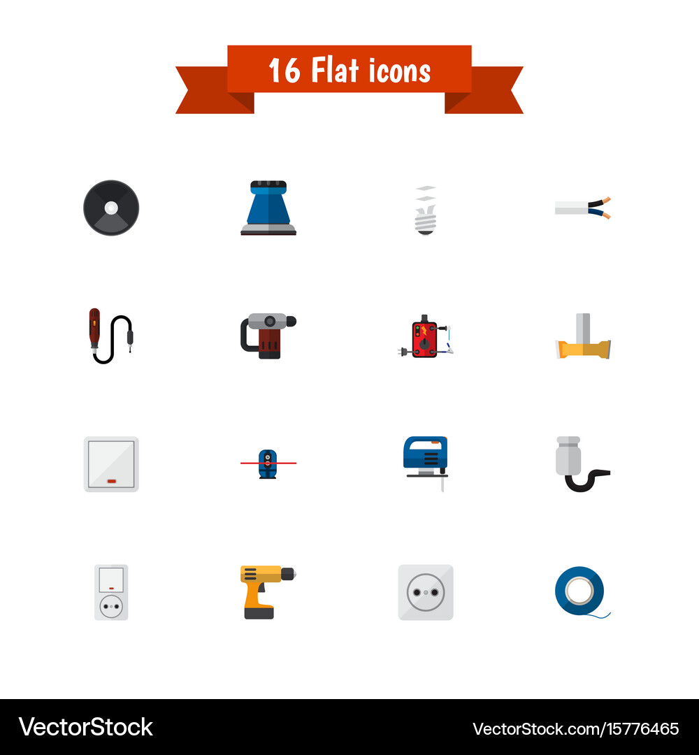 Set of 16 editable electric icons includes Vector Image