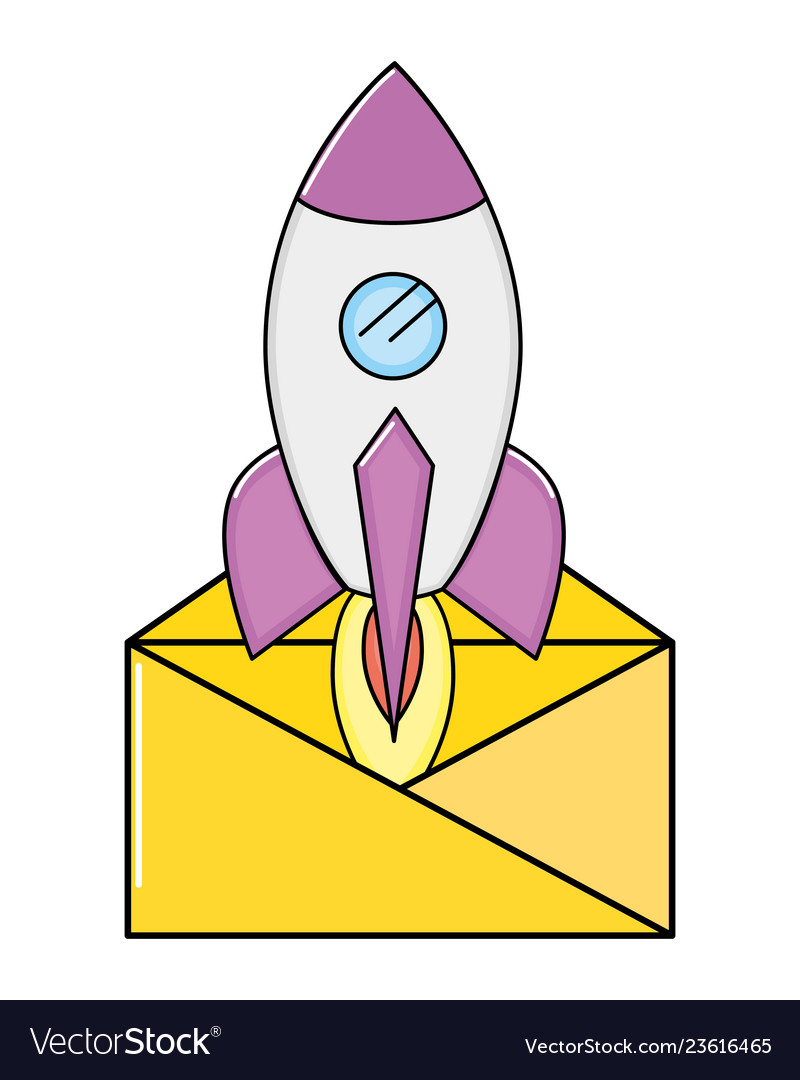 Technology computing rocket cartoon Royalty Free Vector