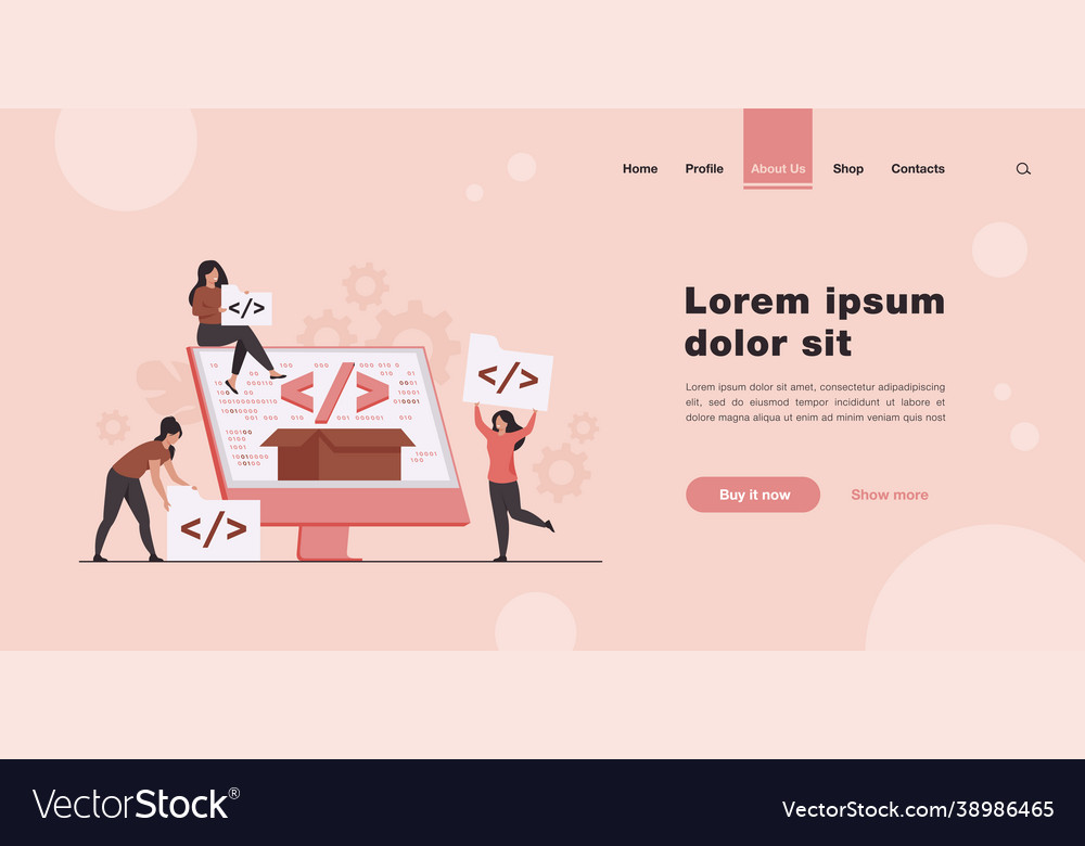 Tiny developers programming website for internet Vector Image