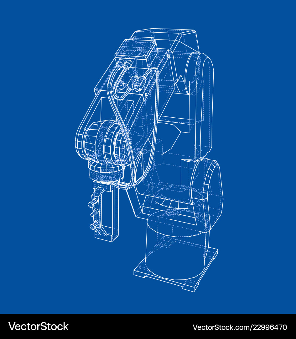 3d outline robotic arm rendering of Royalty Free Vector