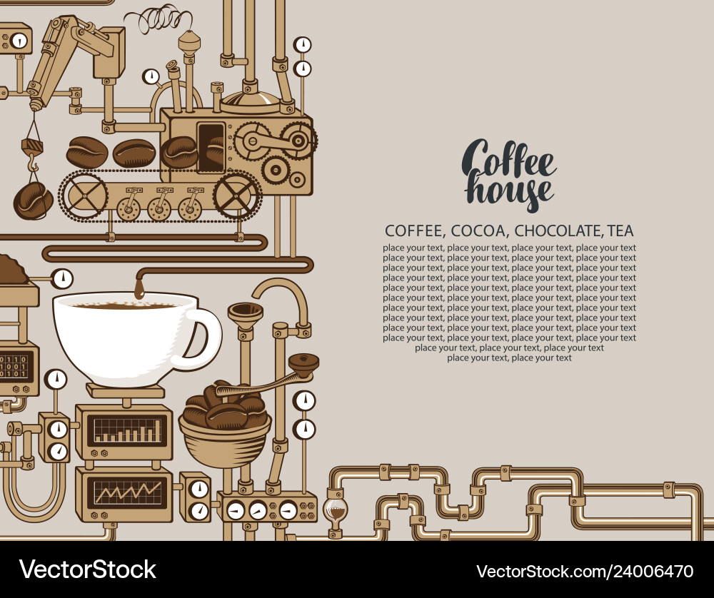 Banner with a conveyor coffee production Vector Image