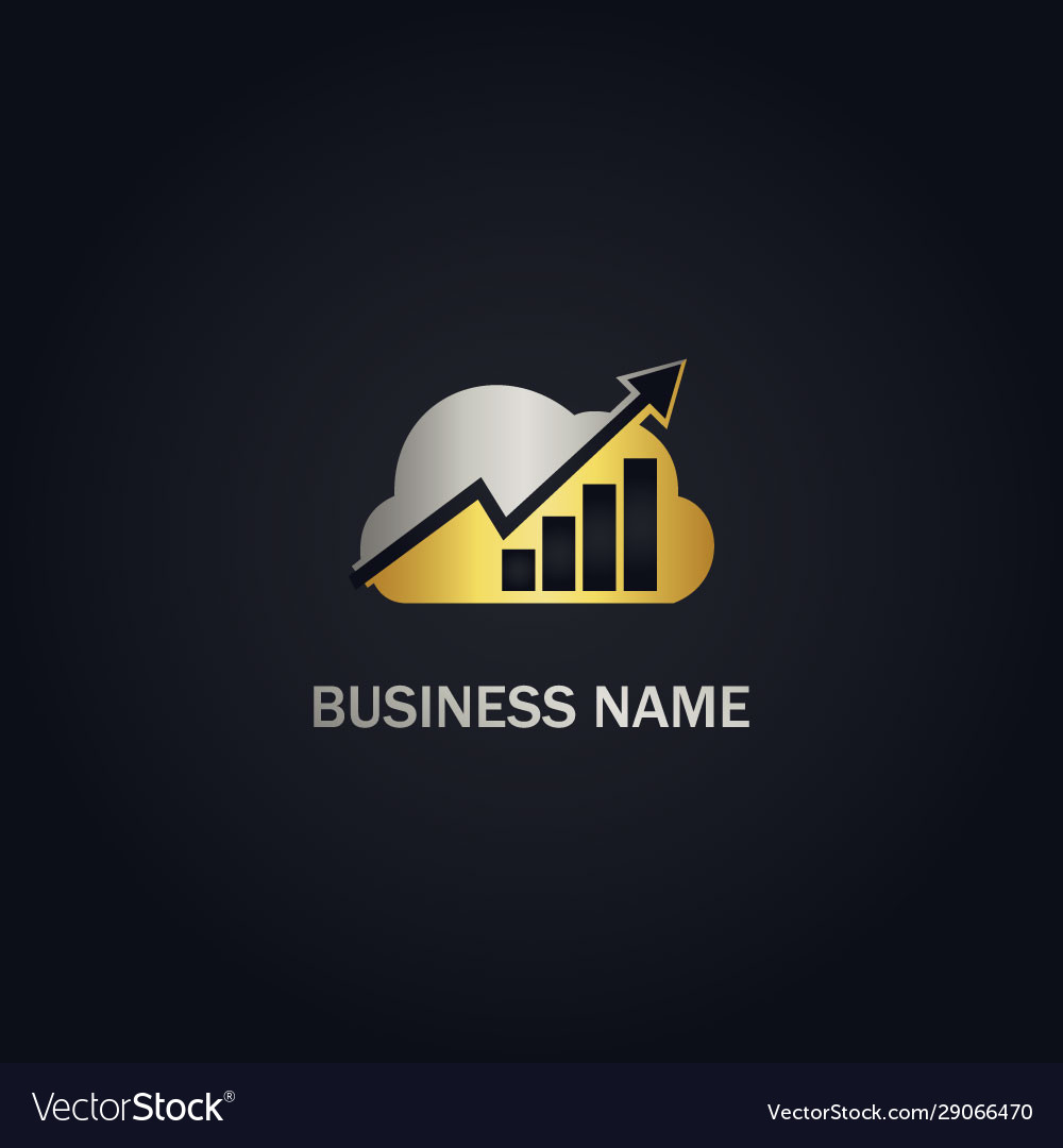Cloud graph arrow progress gold logo Royalty Free Vector