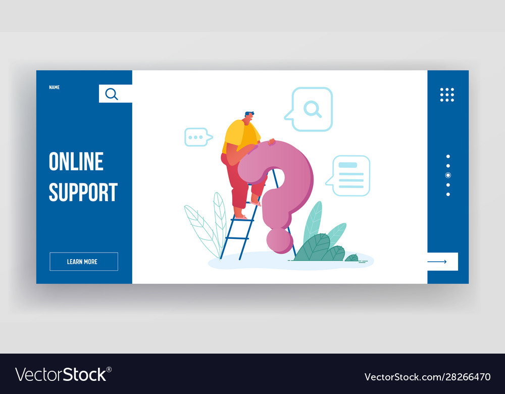 Customer need help website landing page man Vector Image