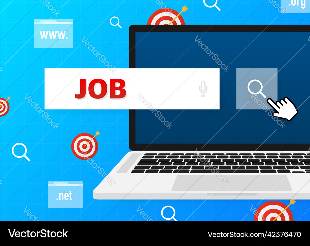 Job search in 3d style on blue background flat Vector Image