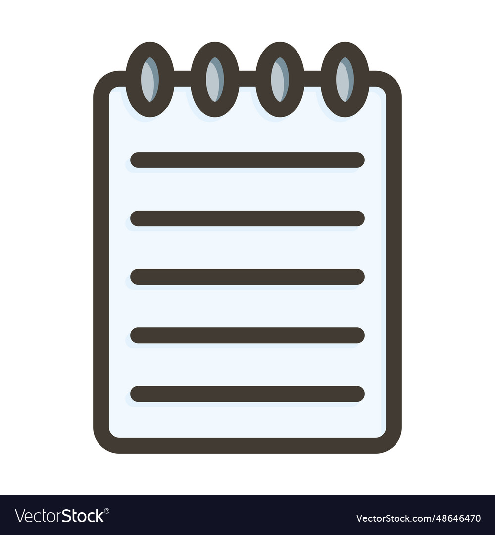 Notebook thick line filled colors for personal Vector Image