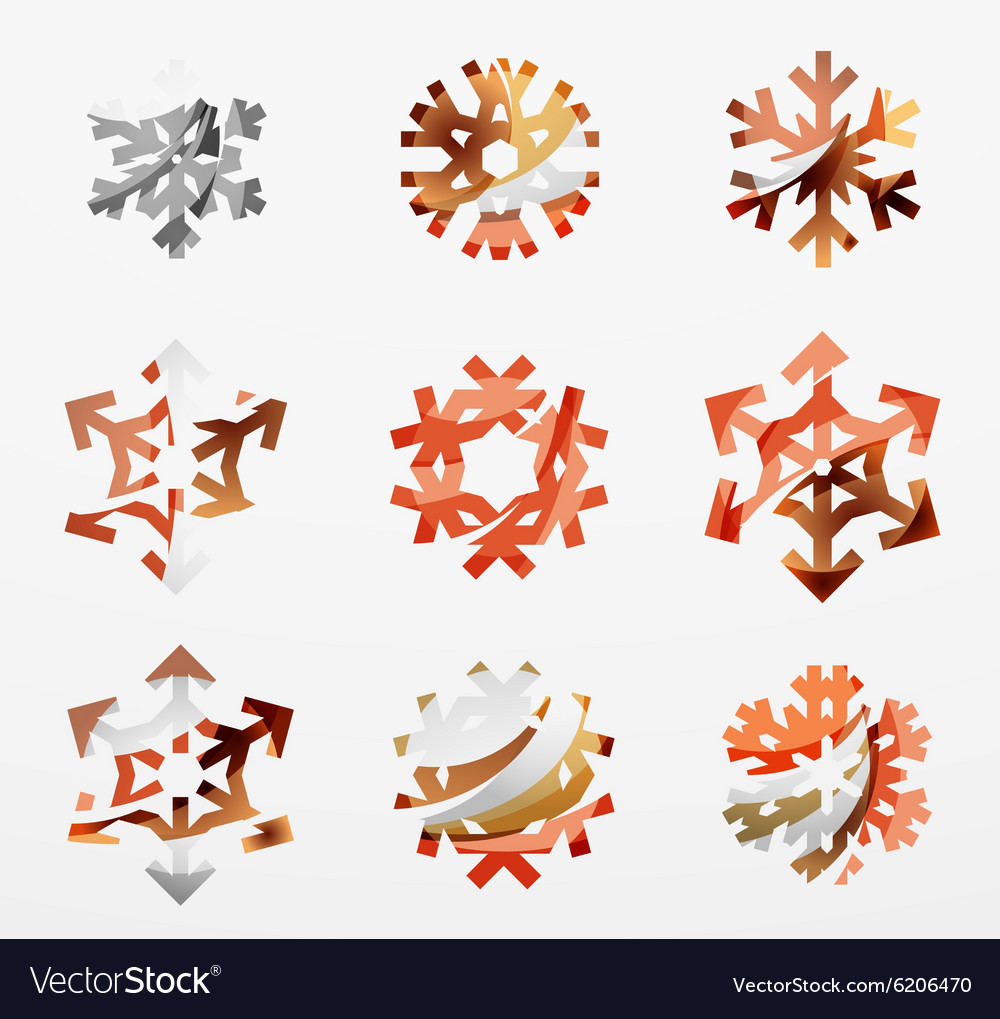 Set of abstract colorful snowflake logo icons Vector Image