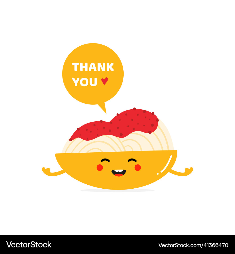 Spaghetti character saying thank you Royalty Free Vector