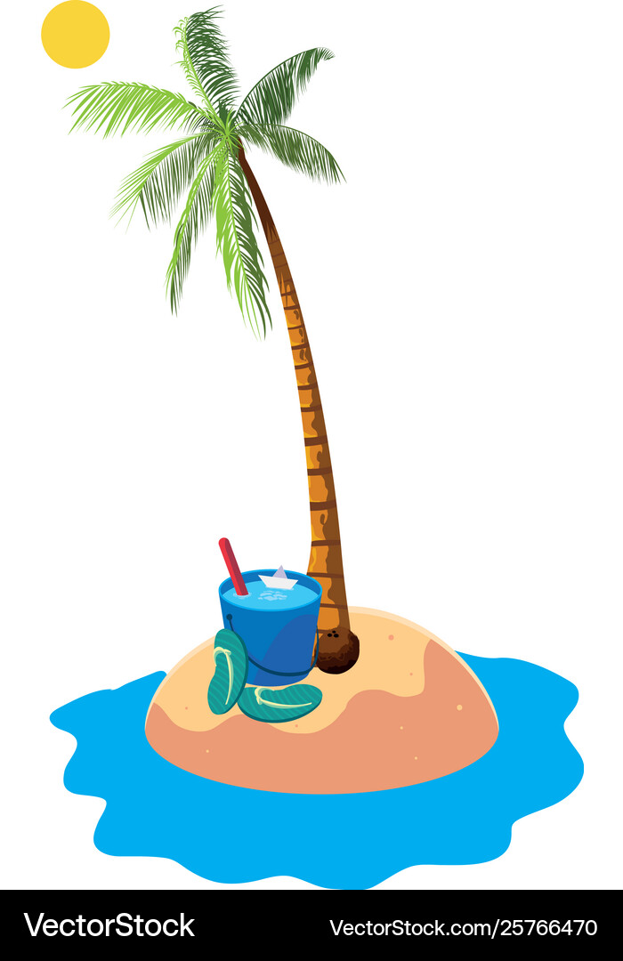 Summer beach with palms and flip flops scene Vector Image