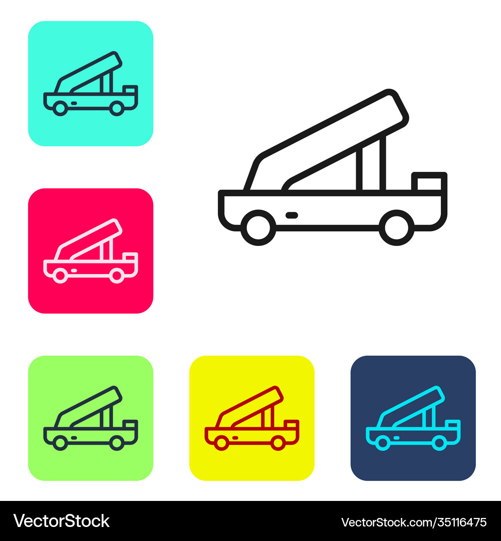 Black line passenger ladder for plane boarding Vector Image